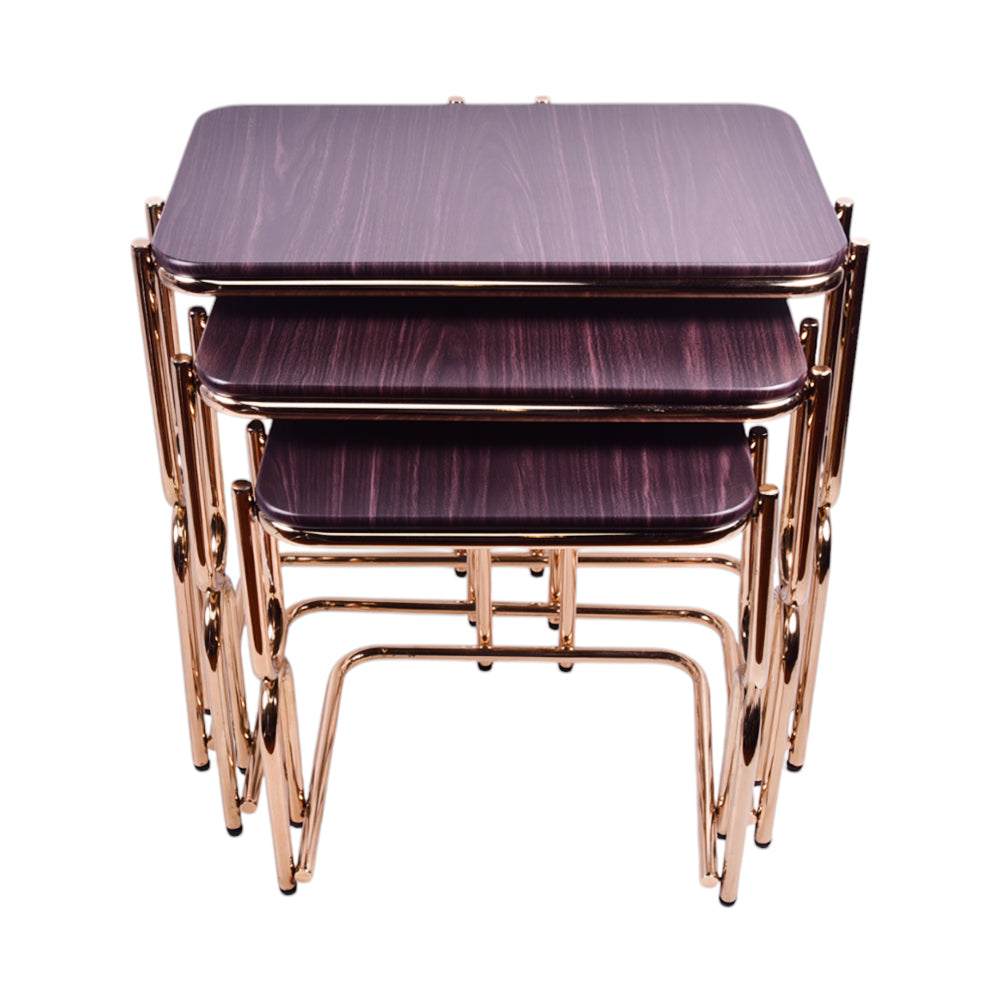 TABLE DELUXE U GOLDEN D/BROWN 3 PCS SET – Al-Fatah