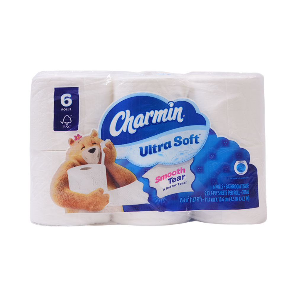 CHARMIN BATHROOM TISSUE ULTRA SOFT SMOOTH TEAR 6 ROLL PACK – Al-Fatah
