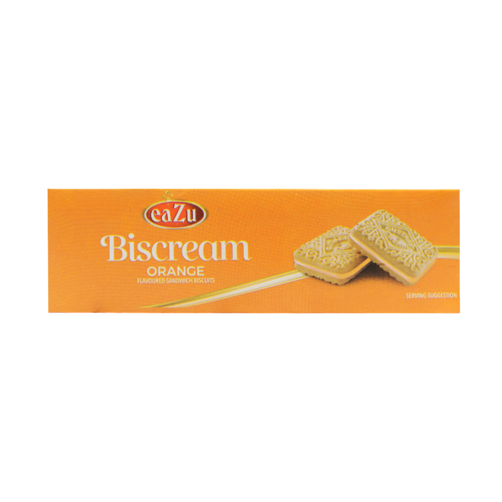 EAZU BISCREAM SANDWICH BISCUIT ORANGE 90 GM – Al-Fatah