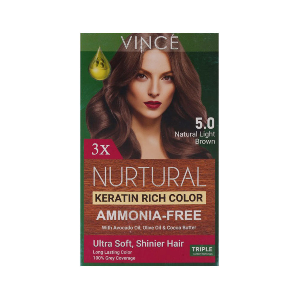 VINCE NURTURAL WOMEN HAIR COLOR (NATURAL LIGHT BROWN 5.0) – Al-Fatah