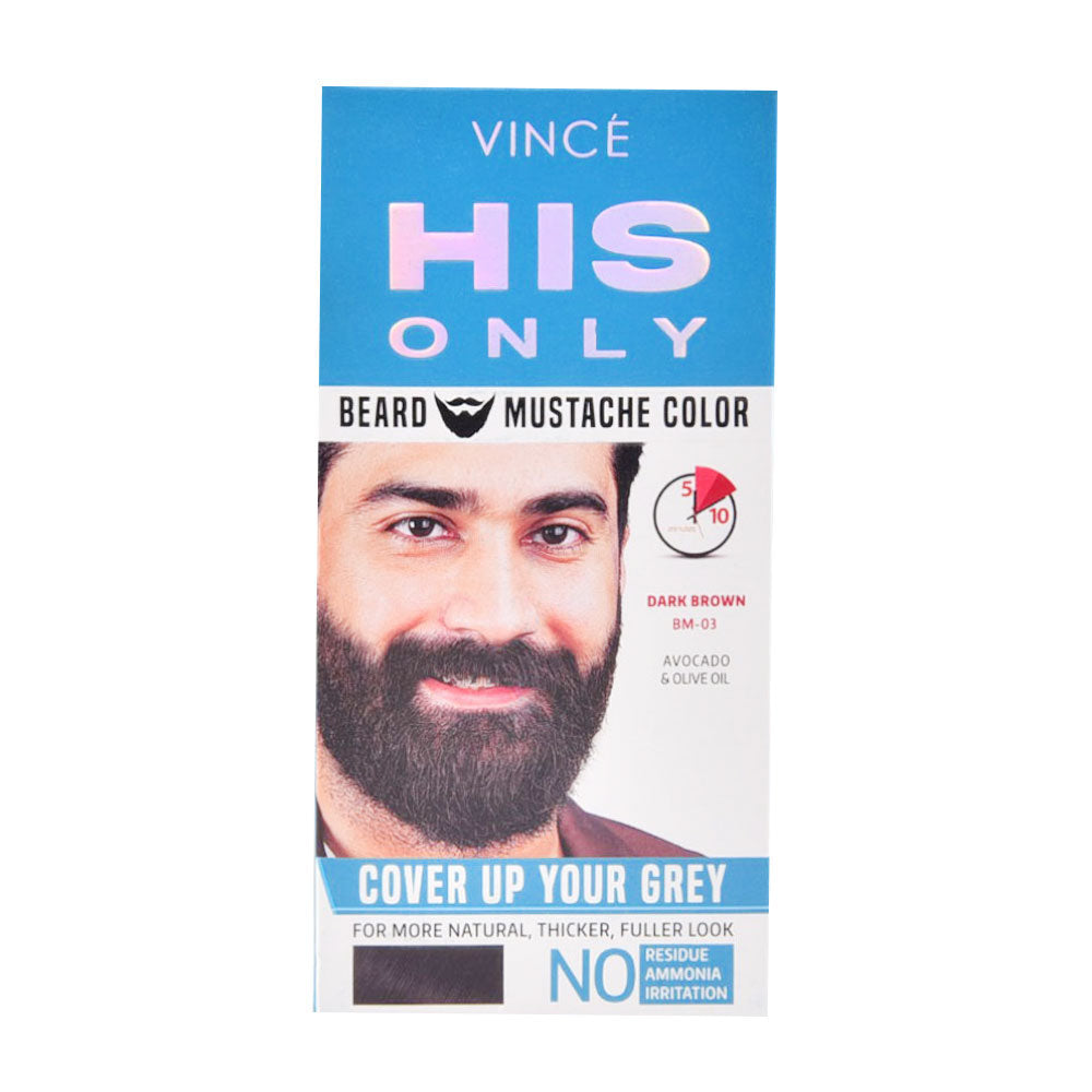 VINCE HIS ONLY BEARD & MUSTACHE COLOR (BM 03) DARK BROWN – Al-Fatah