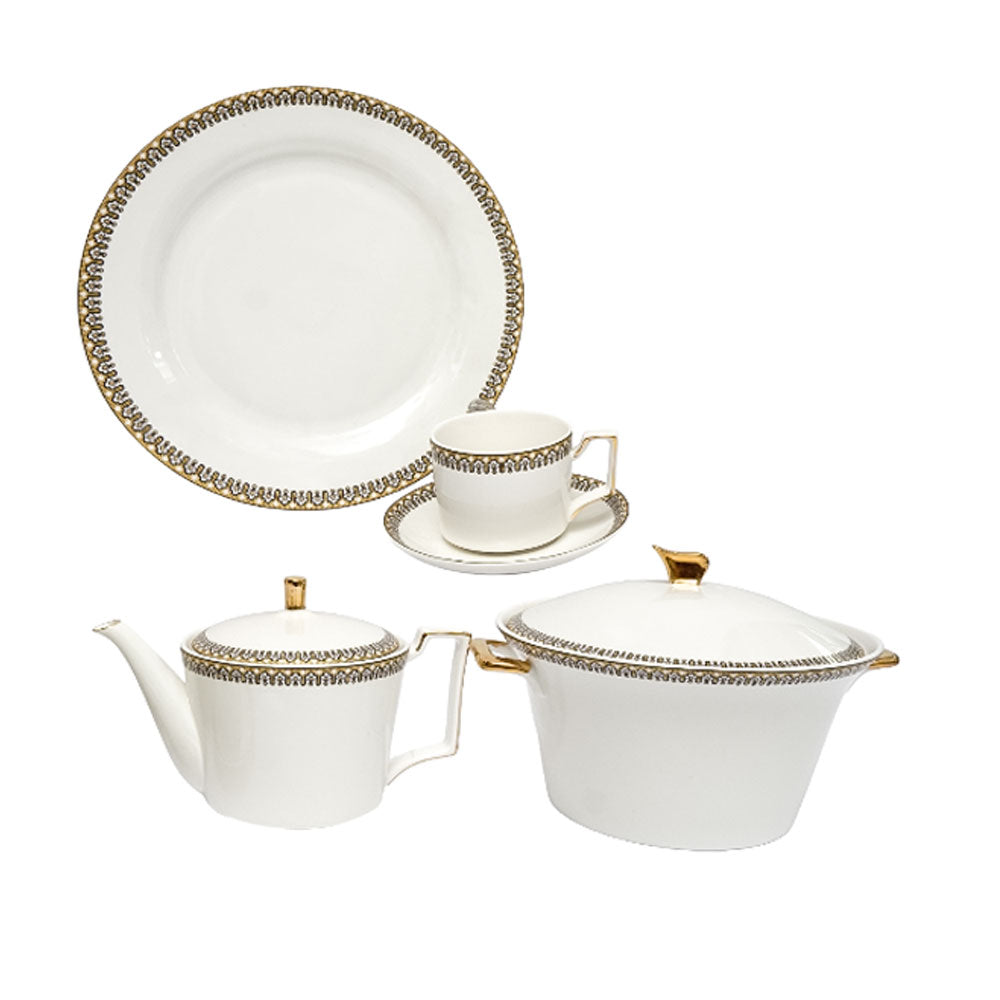 DINNER SET BONE CHINA 61PC DS007 – Al-Fatah