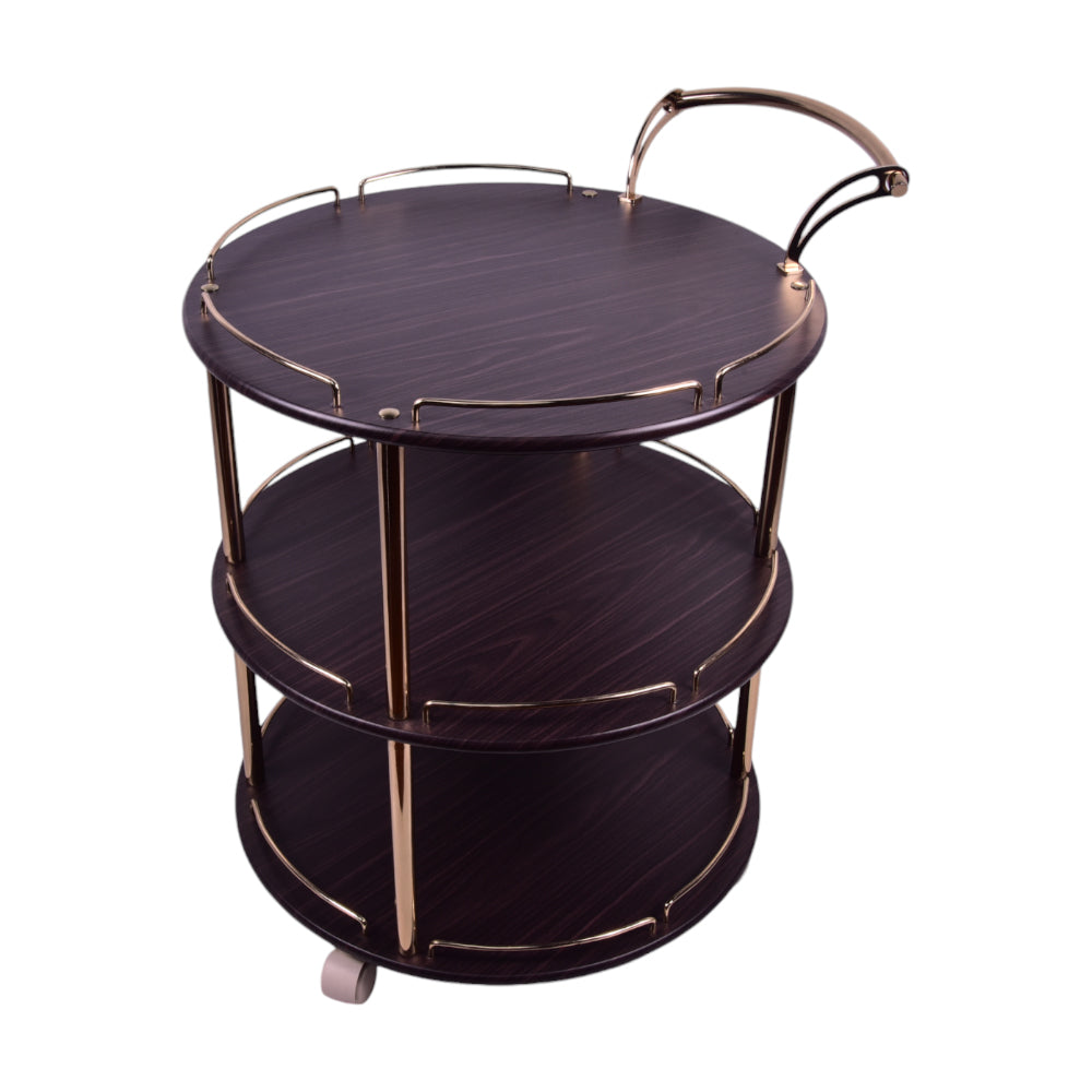 TEA TROLLEY ROUND D/BROWN GOLDEN – Al-Fatah
