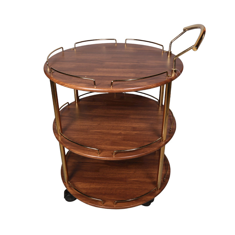 Tea Trolley Round Masa Golden - Tea Trolley Online – Al-Fatah