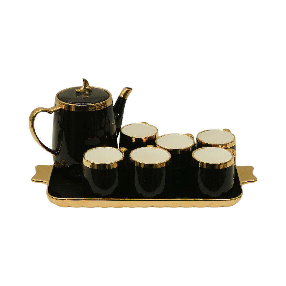 COFFEE SET 9PC CERAMIC ABC18 BLACK – Al-Fatah