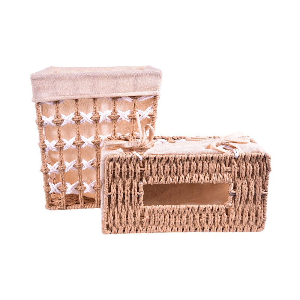 DUSTBIN & TISSUEBOX SET CANE IR Q026B G98-G100 – Al-Fatah