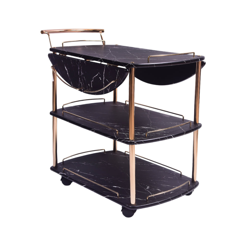 TEA TROLLEY FOLDING 3 SHELF GOLDEN-P21809 – Al-Fatah