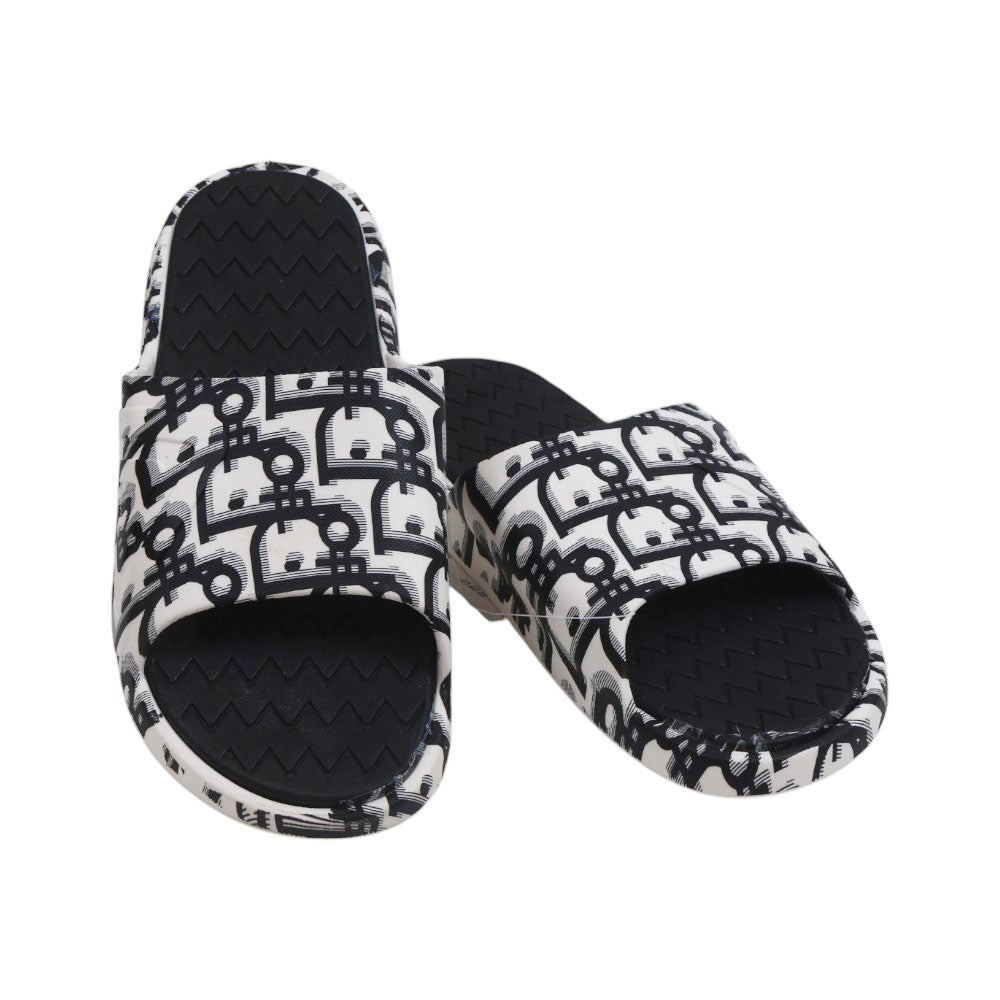 MEN SLIPER 41 BLACK & WHITE 8888W+61 PVC+EVA 40-44 – Al-Fatah