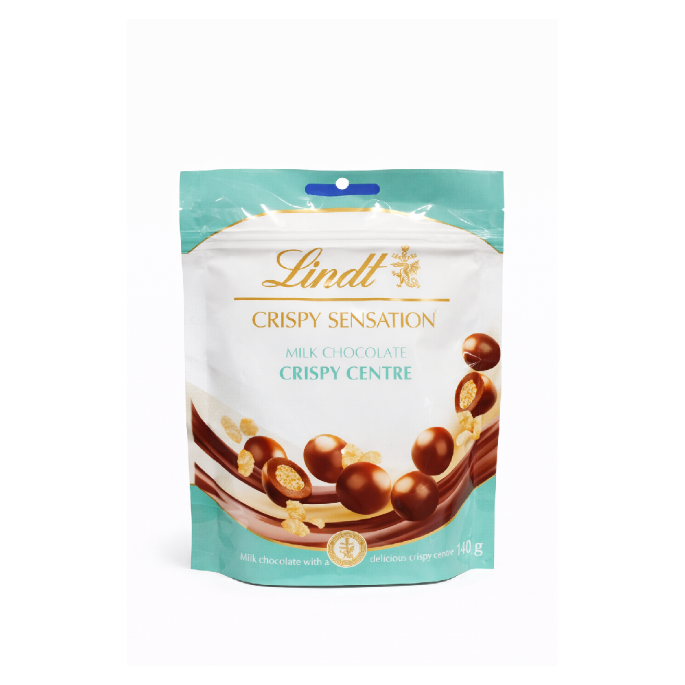 LINDT CHOCOLATE BALLS CRISPY SENSATION GREEN POUCH 150 GM – Al-Fatah
