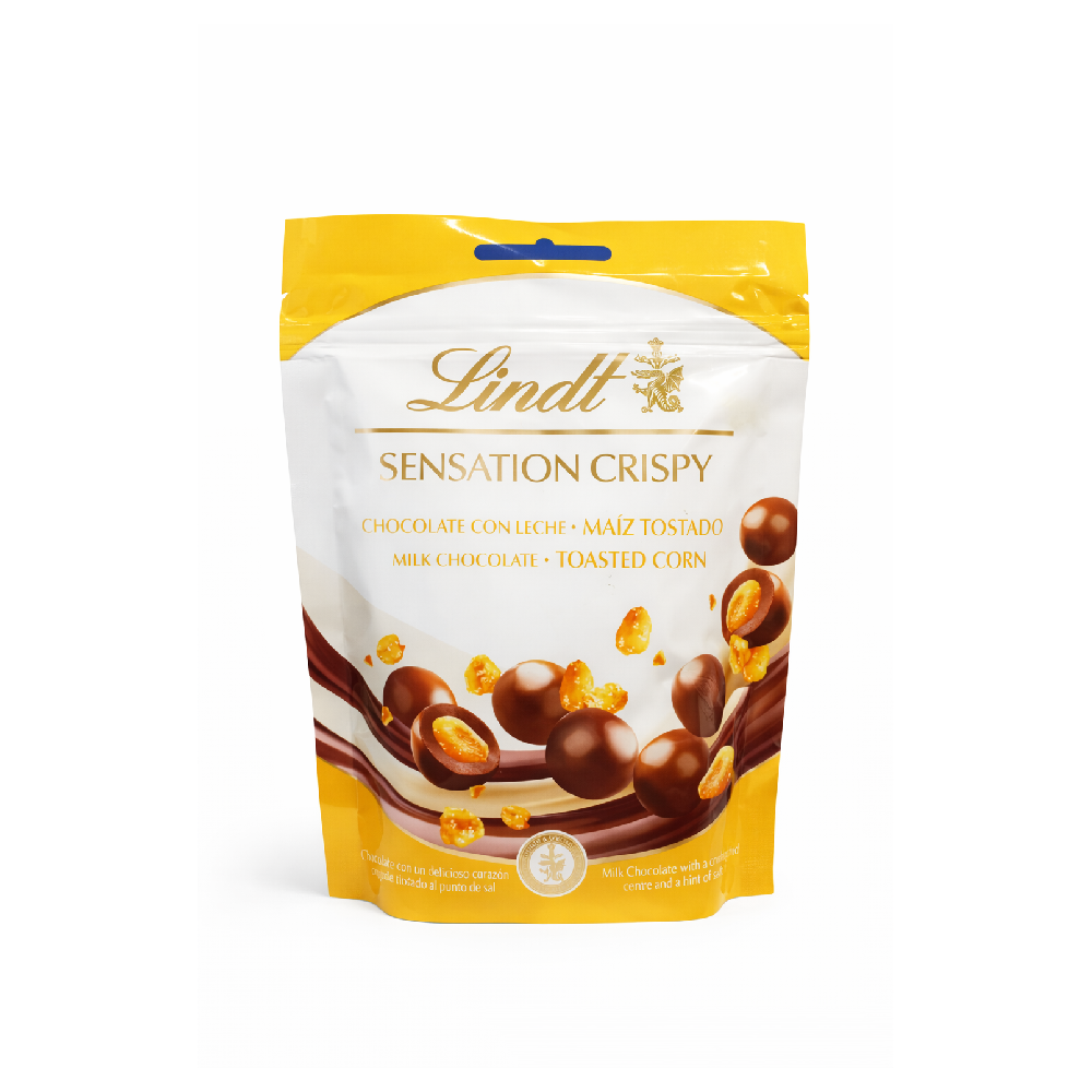 LINDT CHOCOLATE BALLS CRISP SENSATION YELLOW POUCH 150 GM – Al-Fatah