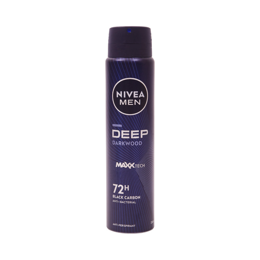 NIVEA MEN DEODORANT DEEP DARKWOOD BLACK CARBON 72H 250ML – Al-Fatah