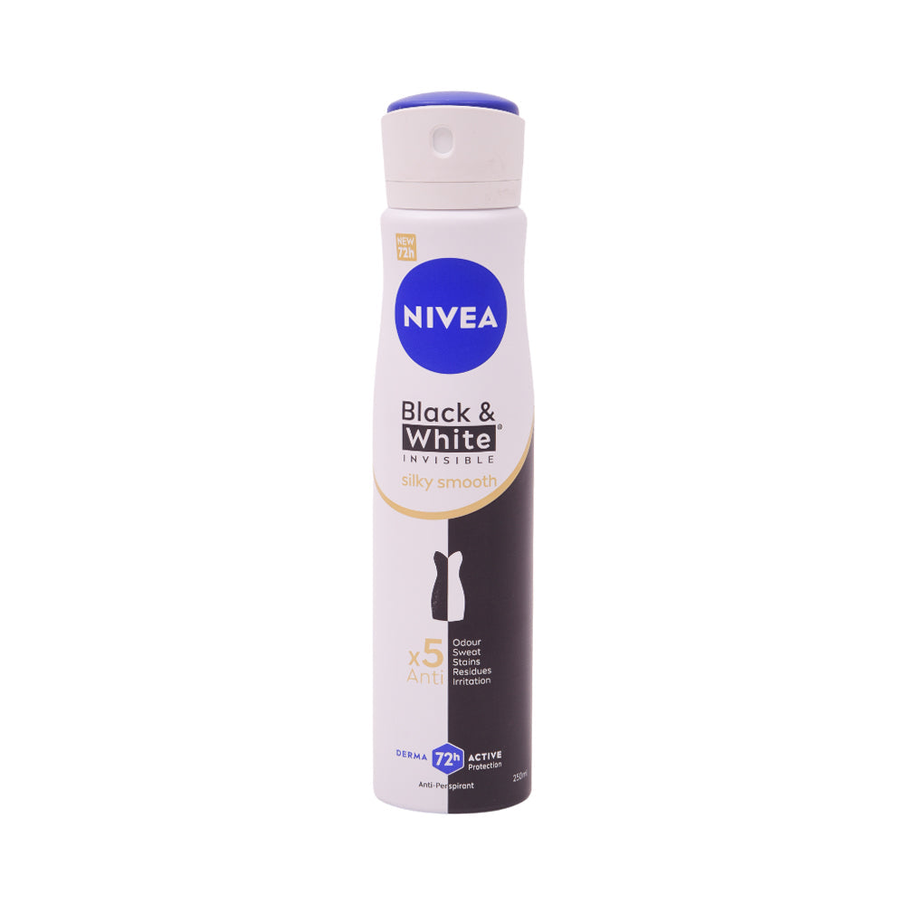 NIVEA DEODORANT BLACK & WHITE INVISIBLE SILKY SMOOTH 250 ML – Al-Fatah
