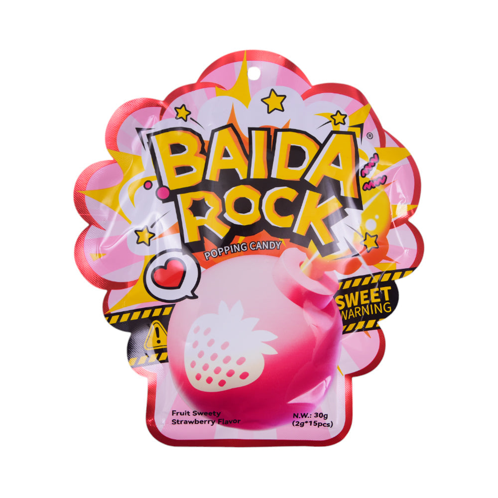BAIDA ROCK POPPING CANDY LOLLIPOP STRAWBERRY 30 GM – Al-Fatah