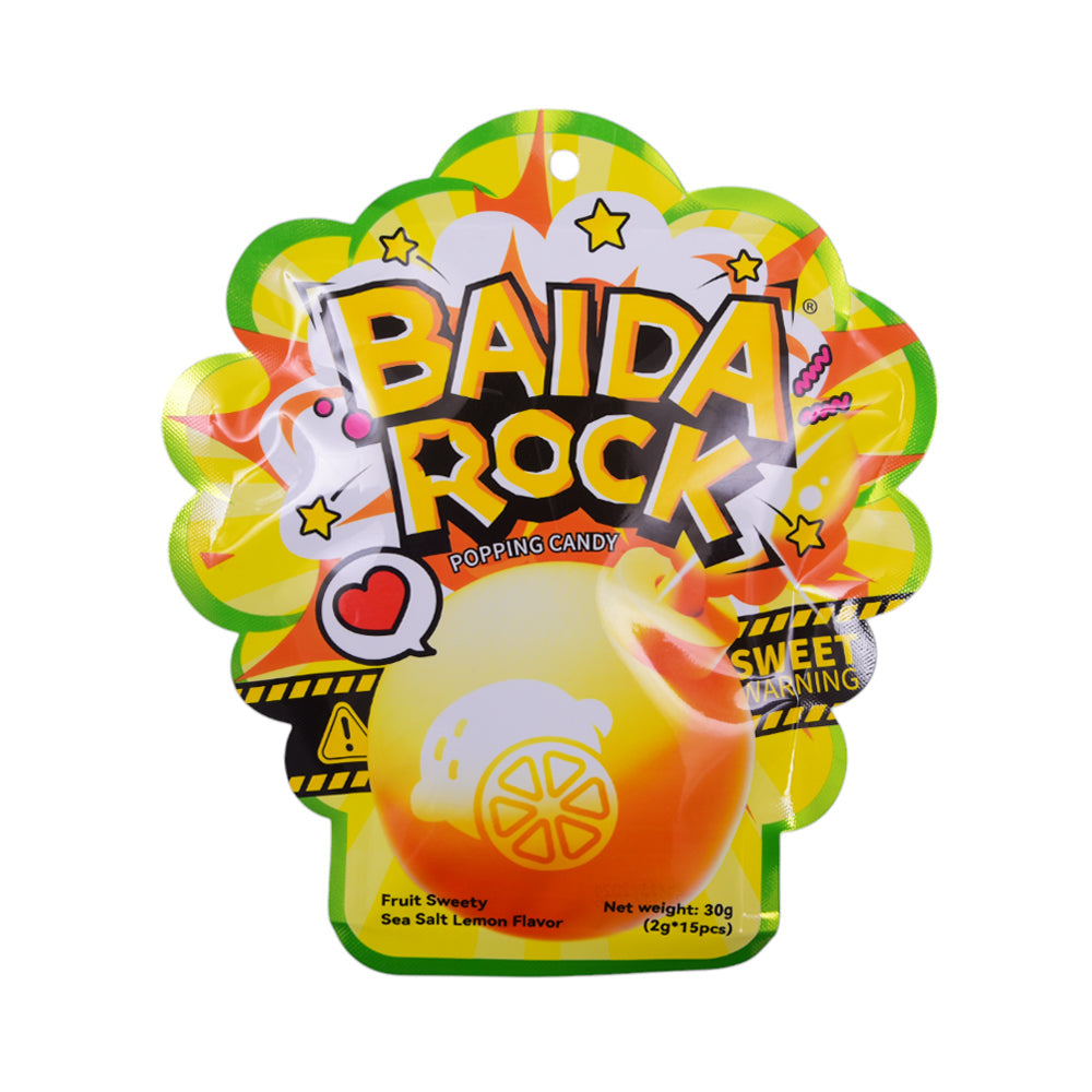 BAIDA ROCK POPPING CANDY LOLLIPOP SEA SALT LEMON 30 GM – Al-Fatah