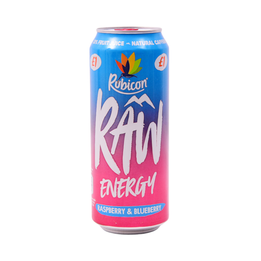 RUBICON RAW ENERGY DRINK RASPBERRY & BLUEBERRY TIN 500 ML – Al-Fatah