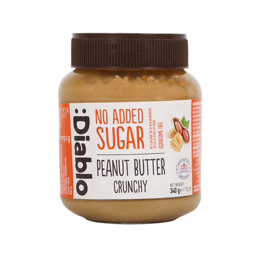 DIABLO PEANUT BUTTER SUGAR FREE CRUNCHY SPREAD 340 GM – Al-Fatah
