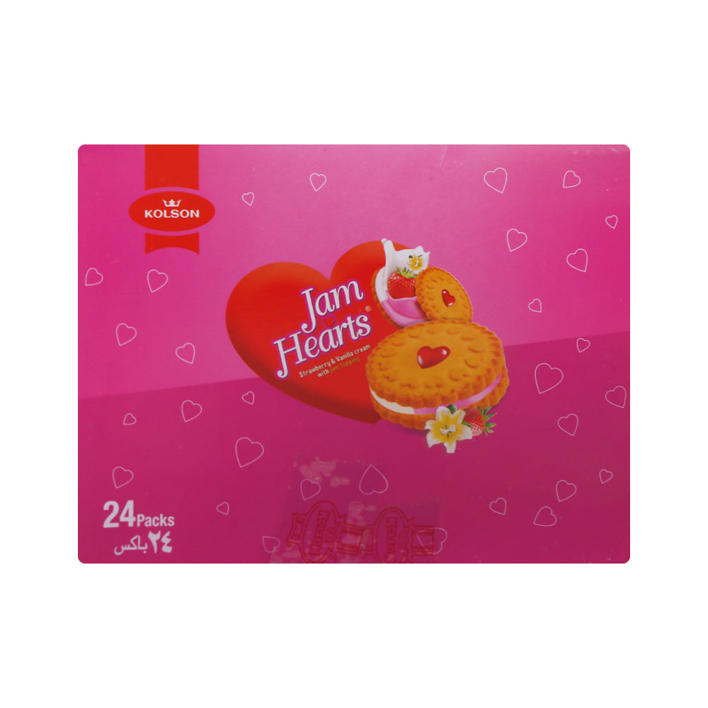 KOLSON JAM HEARTS BISCUITS STRAWBERRY & VANILA 13.1 GM 24 PC – Al-Fatah