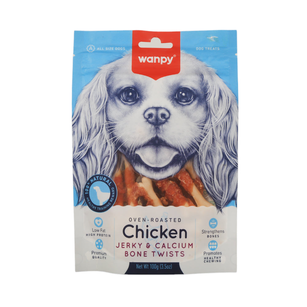 WANPY ADULT DOG CHICKEN & CALCIUM BONE TWISTS POUCH 100 GM – Al-Fatah