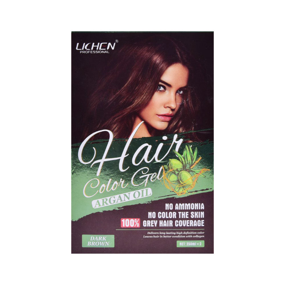 LICHEN HAIR COLOR SHAMPOO GEL DARK BROWN 500ML – Al-Fatah