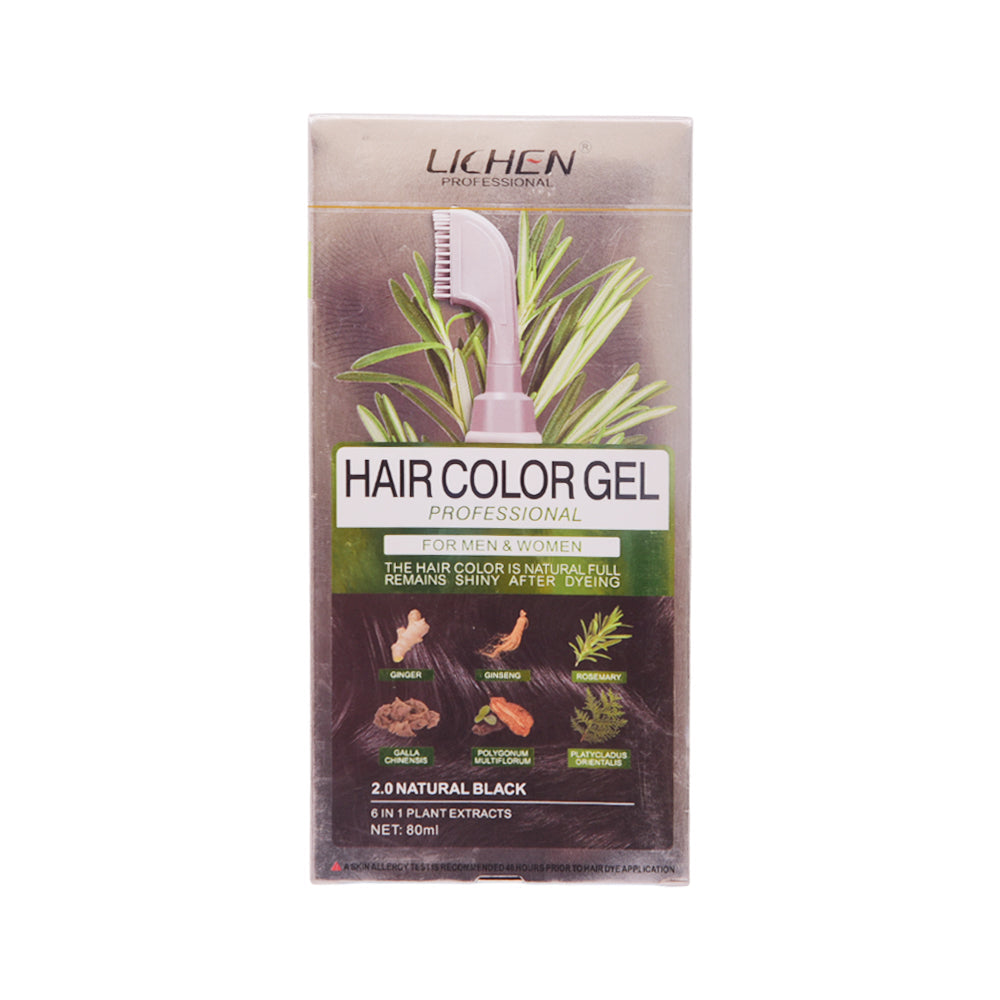 LICHEN COLOR GEL WITH COMB NATURAL BLACK 2 80ML – Al-Fatah