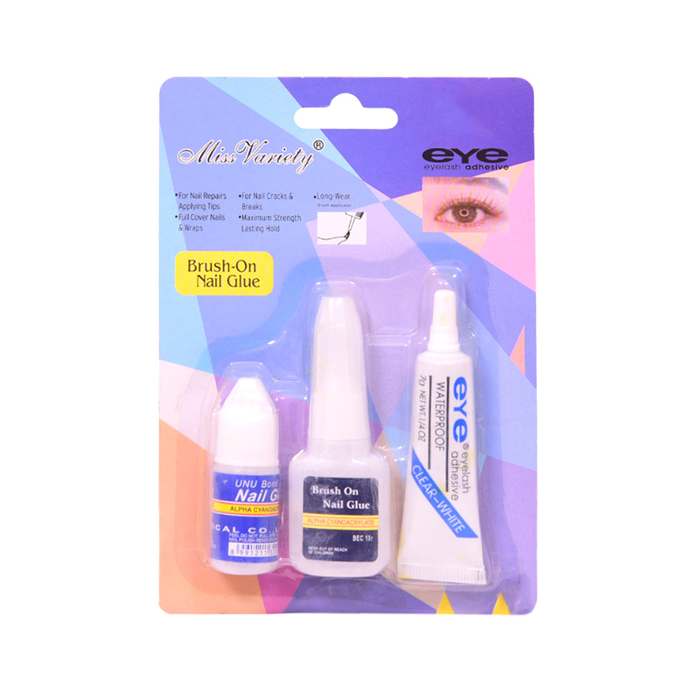 MISS VARIETY BRUSH-ON NAIL & EYE GLUE SET MV-201 – Al-Fatah