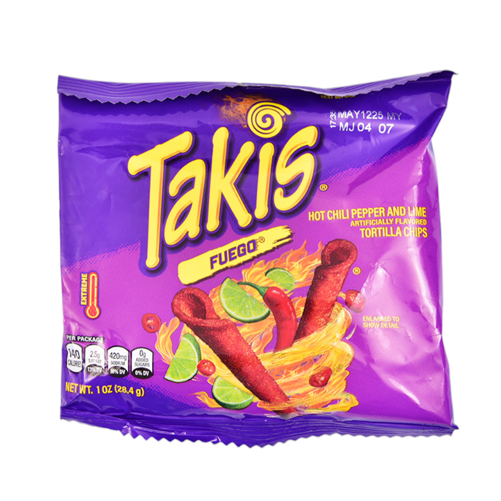 TAKIS TORTILLA CHIPS HOT CHILI PEPPER & LIME 28.4 GM – Al-Fatah