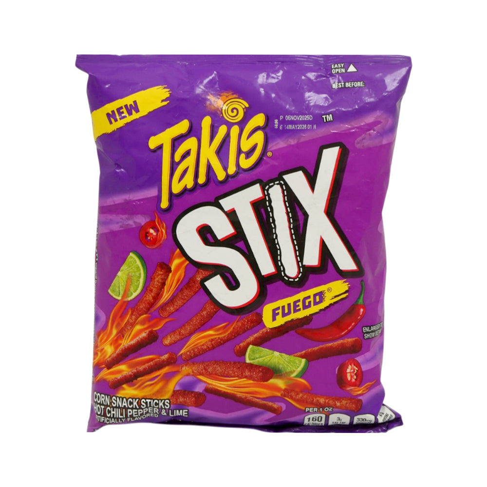 TAKIS CHIPS STIX FUEGO HOT PEPPER CHILI & LIME 113.4 GM – Al-Fatah