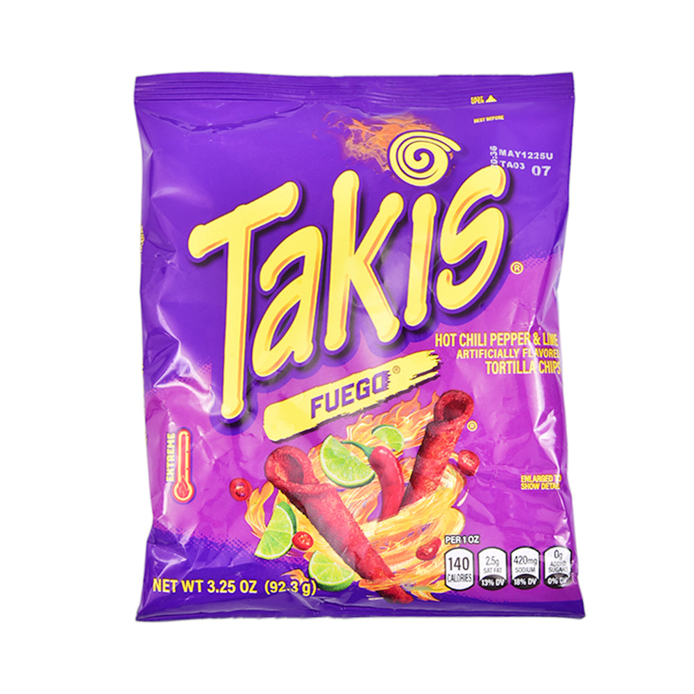 TAKIS TORTILLA CHIPS HOT CHILI PEPPER & LIME 92.3 GM – Al-Fatah