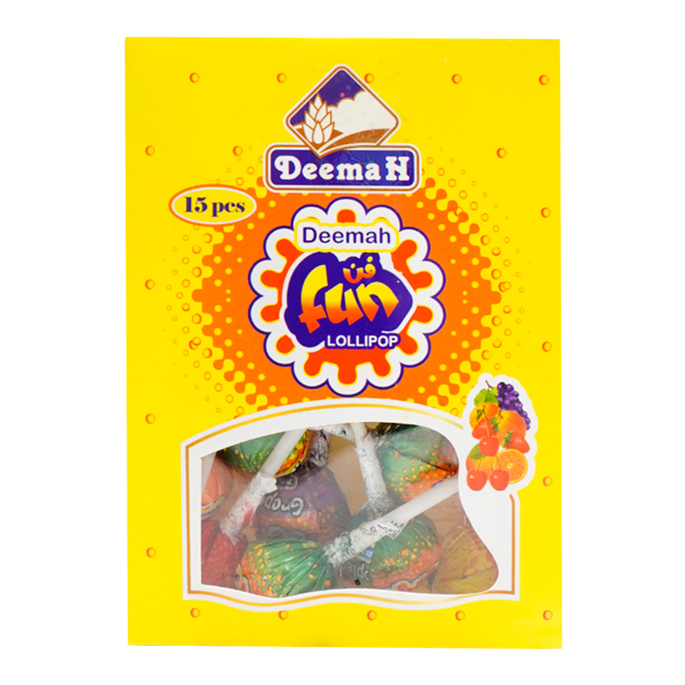 DEEMAH FUN LOLLIPOP FRUIT 15 PCS 10 GM – Al-Fatah