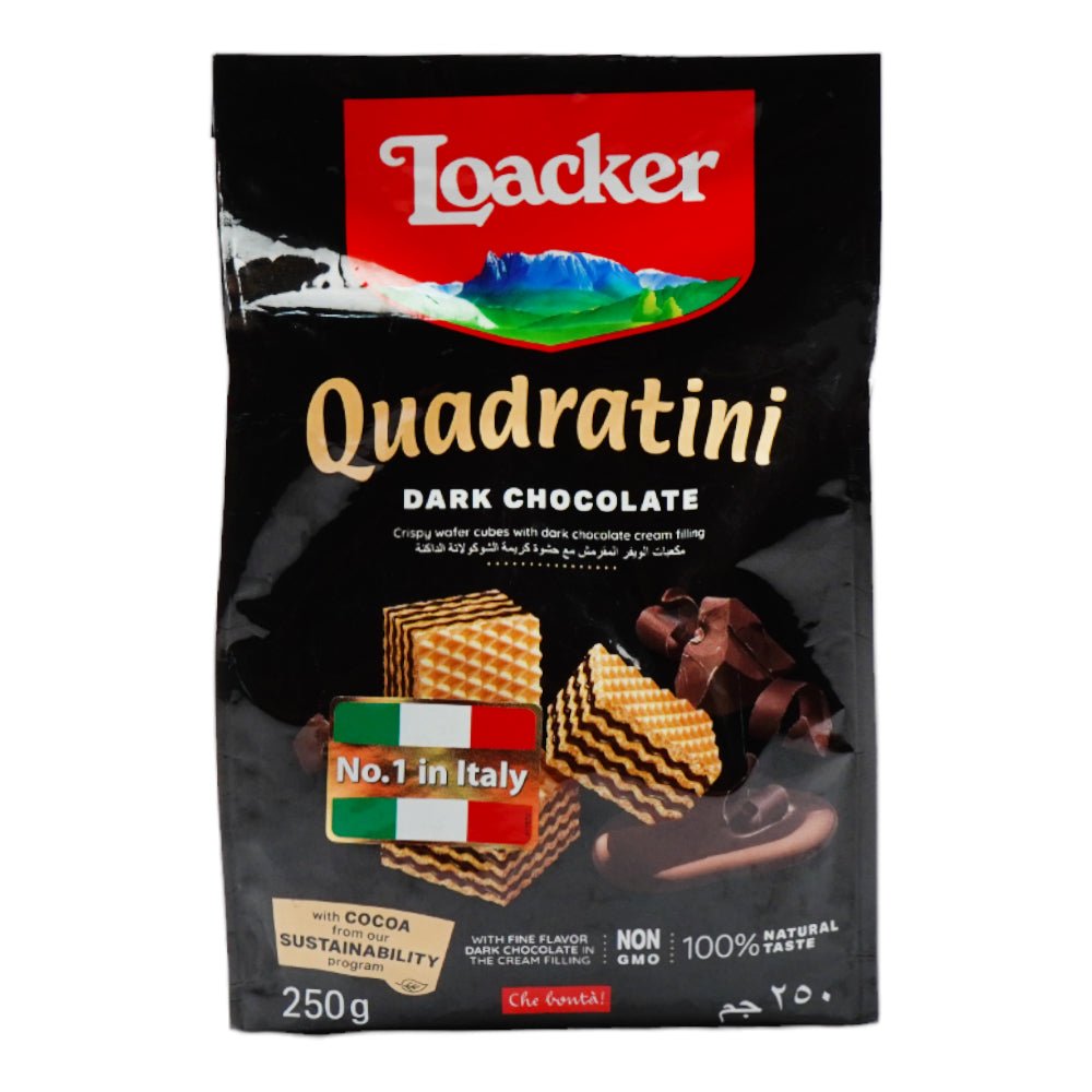 LOACKER WAFER QUADRATINI DARK CHOCOLATE 250GM BASIC – Al-Fatah