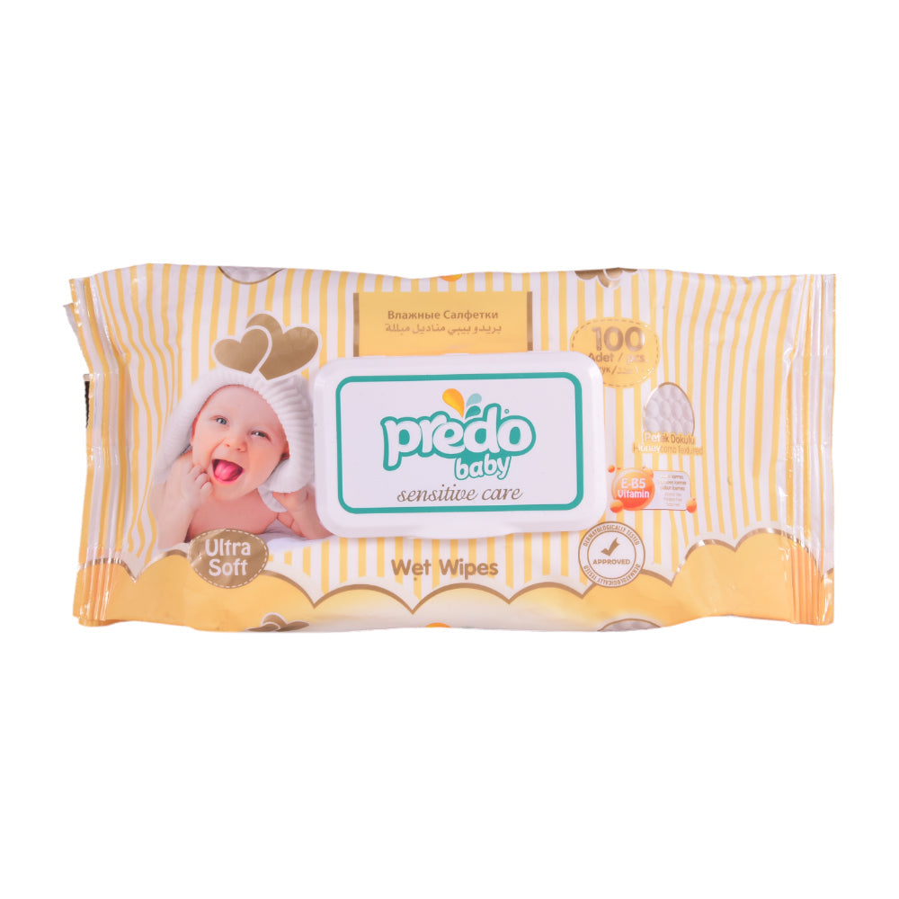 PREDO BABY WET WIPES SENSITIVE CARE ULTRA SOFT 100 PC – Al-Fatah