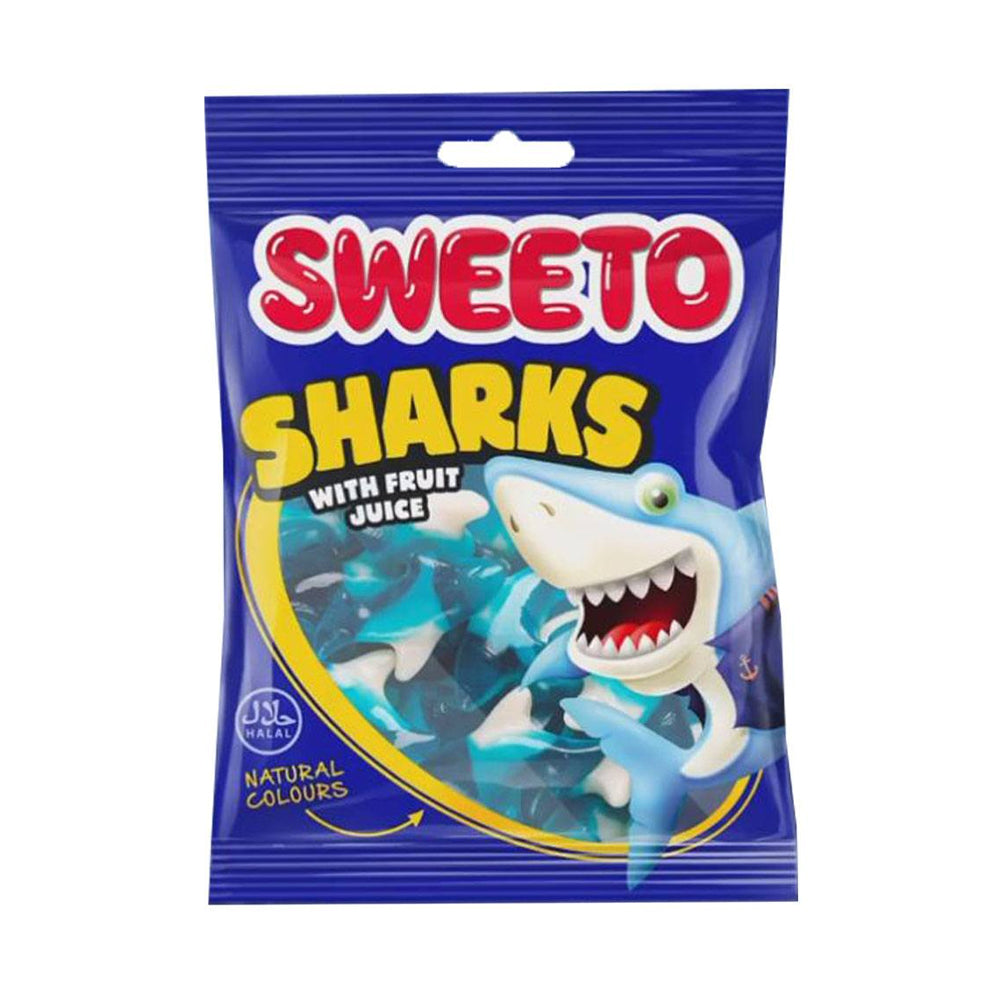 SWEETO JELLY SHARKS WITH FRUIT JUICE 80 GM – Al-Fatah