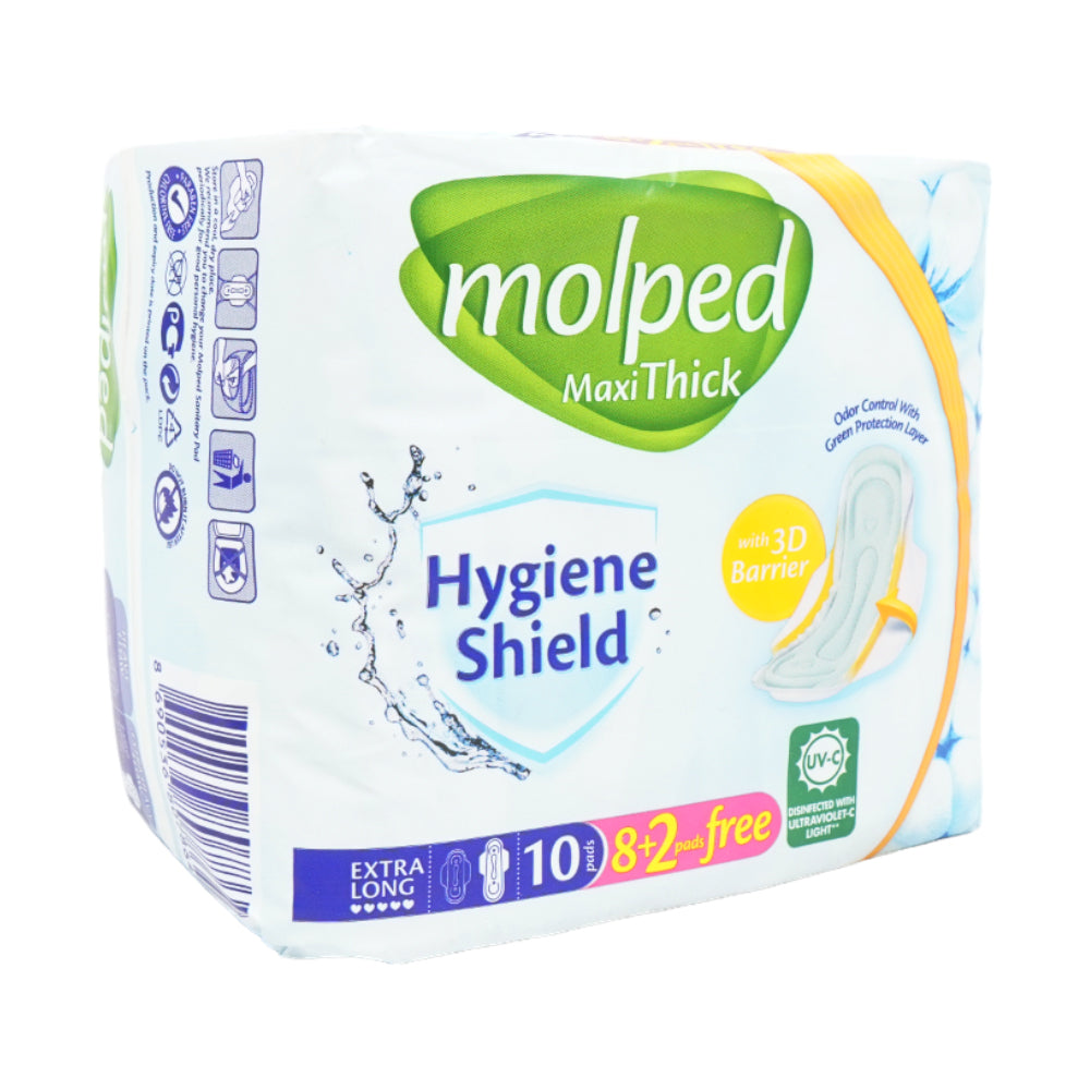 MOLPED MAXI THICK SANITARY PAD WITH BARRIER EXTRA LONG 10PCS – Al-Fatah