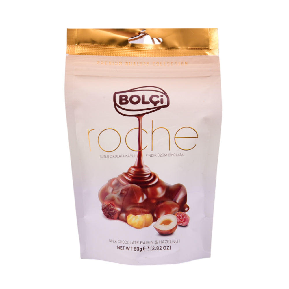 BOLCI MILK CHOCOLATE ROCHE RAISIN & HAZELNUT BK202 80 GM – Al-Fatah