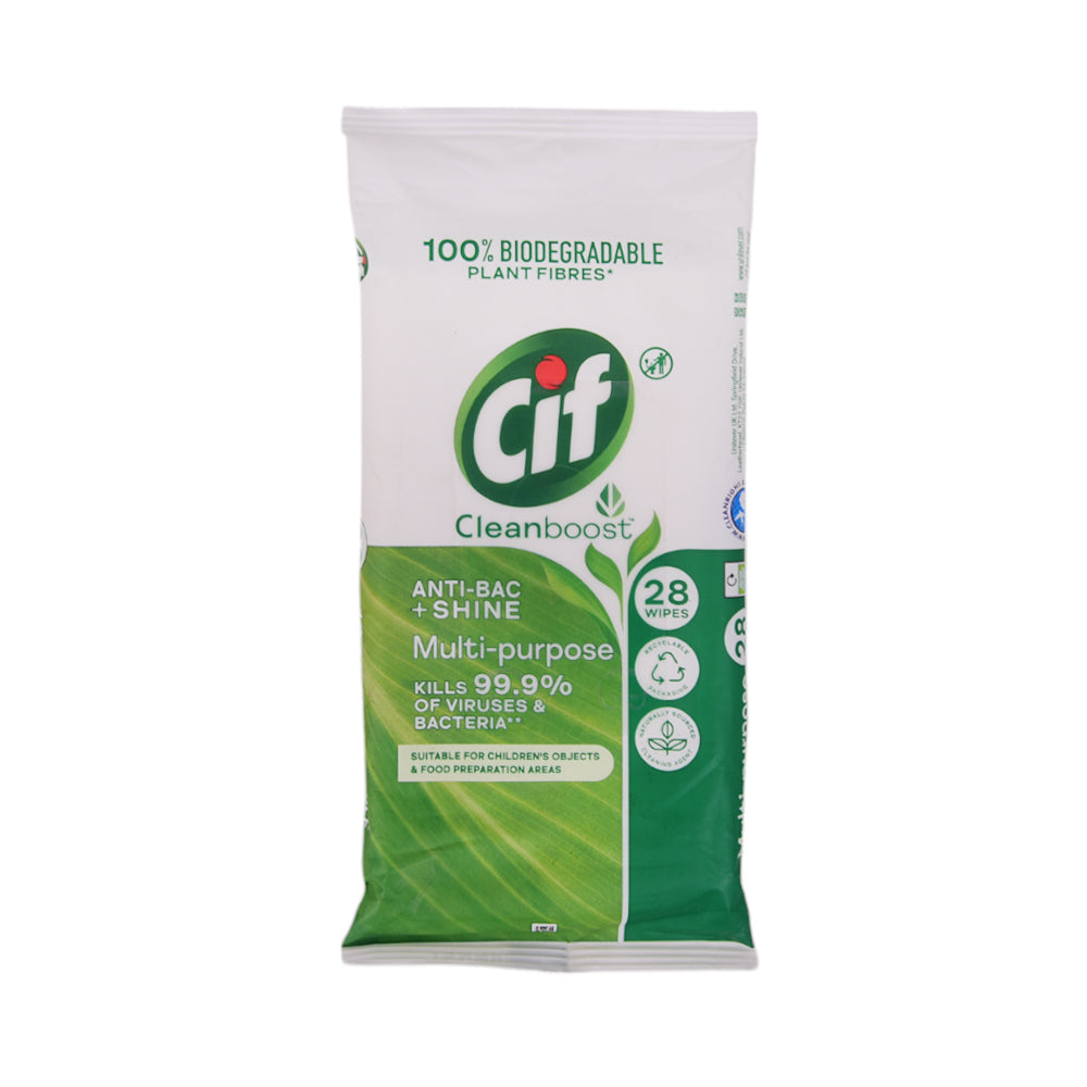 CIF WIPES MULTI PURPOSE CLEAN BOOST 28 PC – Al-Fatah