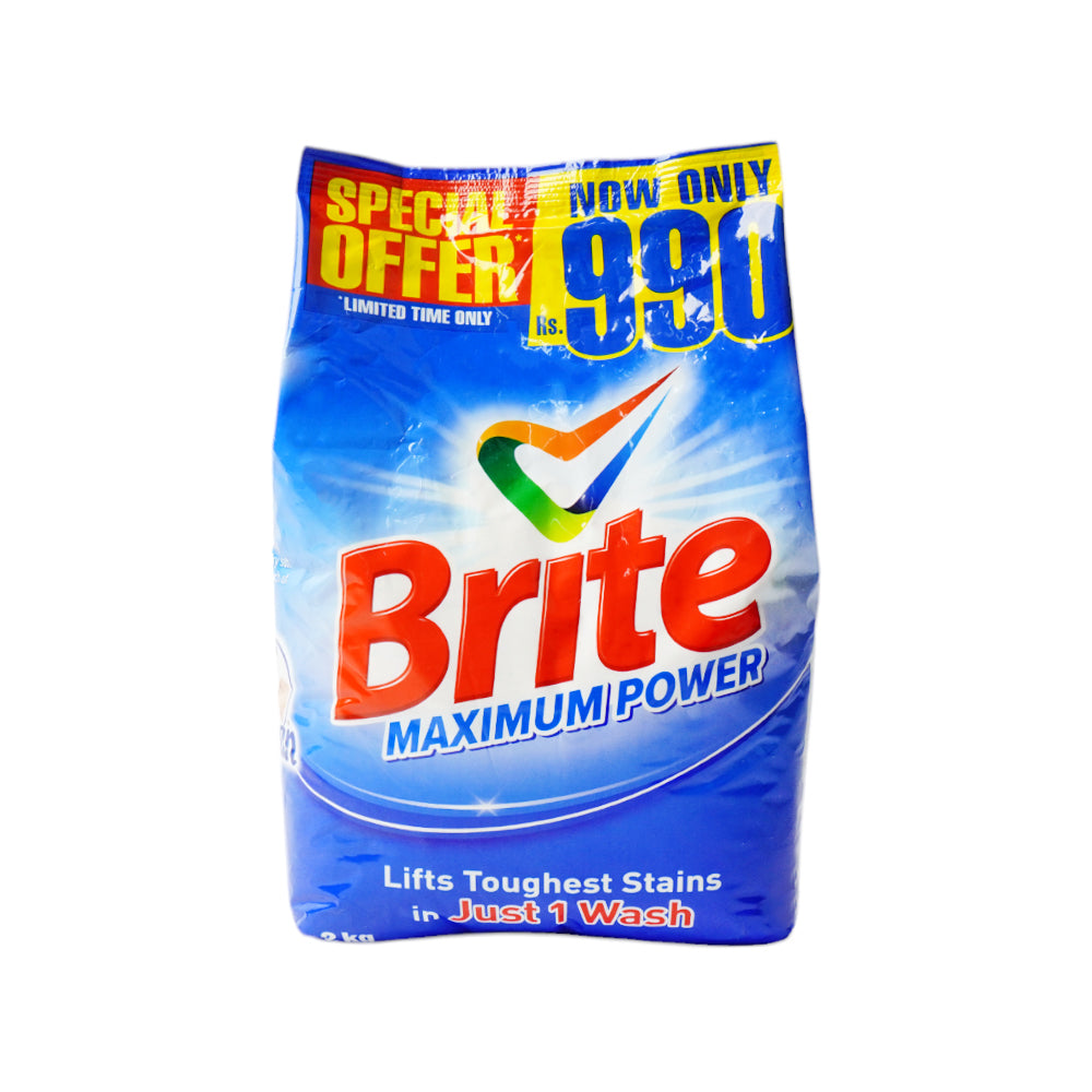 BRITE WASHING POWDER MAXIMUM POWER 2 KG PROMO PACK – Al-Fatah