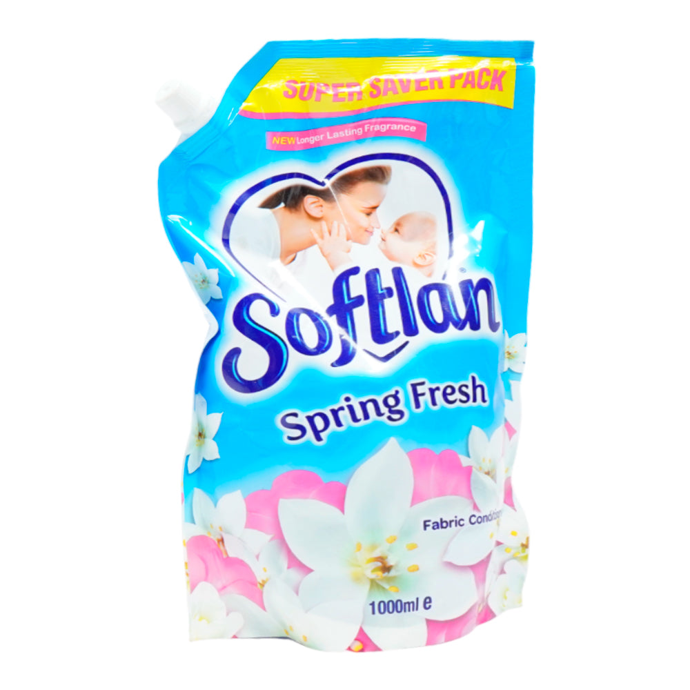 SOFTLAN FABRIC SOFTNER SPRING BLUE POUCH 1000 ML – Al-Fatah
