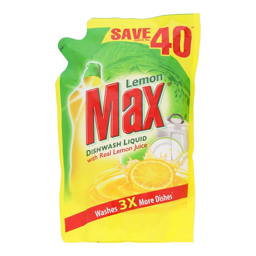 LEMON MAX DISHWASH LIQUID LEMON POUCH 450 ML – Al-Fatah
