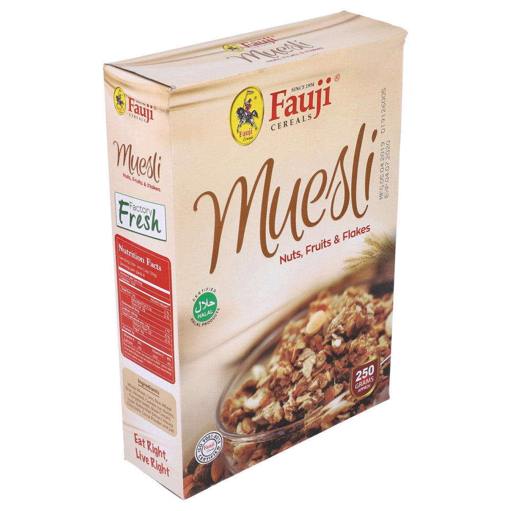 FAUJI CEREAL MUESLI NUTS FRUITS AND FLAKES 250 GM – Al-Fatah