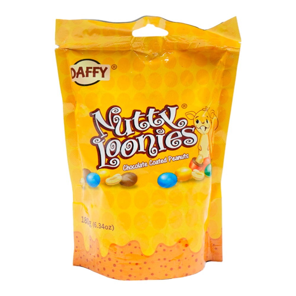 DAFFY NUTTY LOONIES CHOCOLATE COATED PEANUTS 180GM – Al-Fatah
