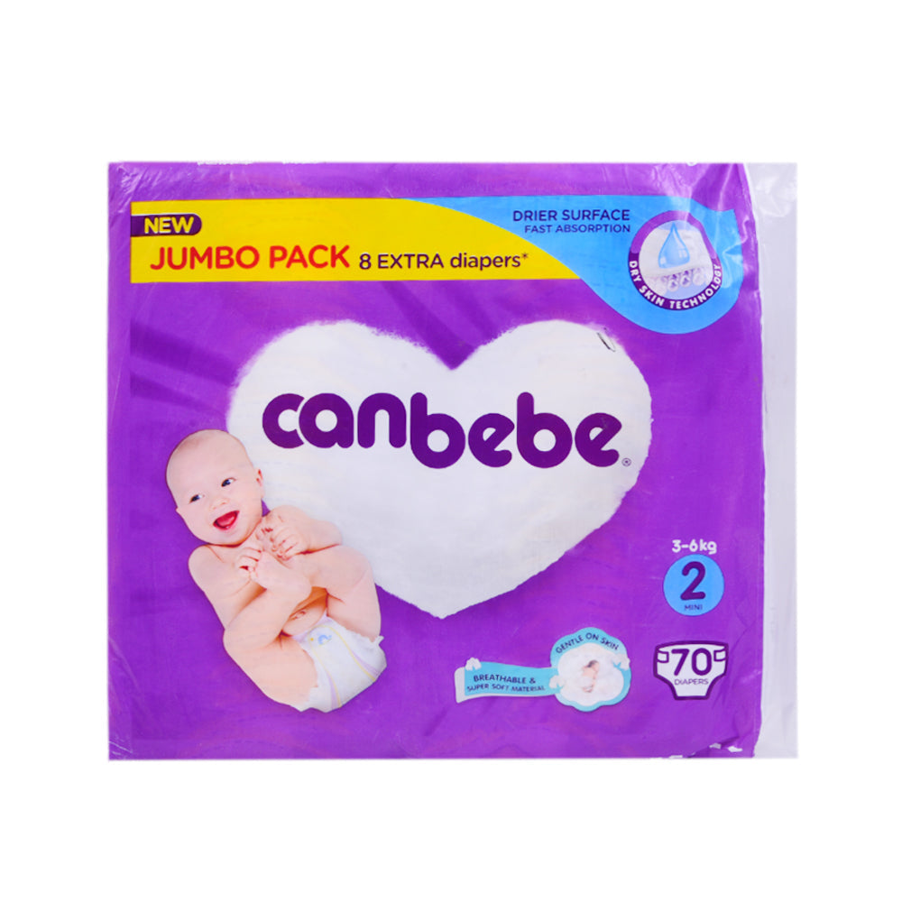 CANBEBE DIAPER NEW JUMBO MINI 2 70PCS 3-6 KG – Al-Fatah