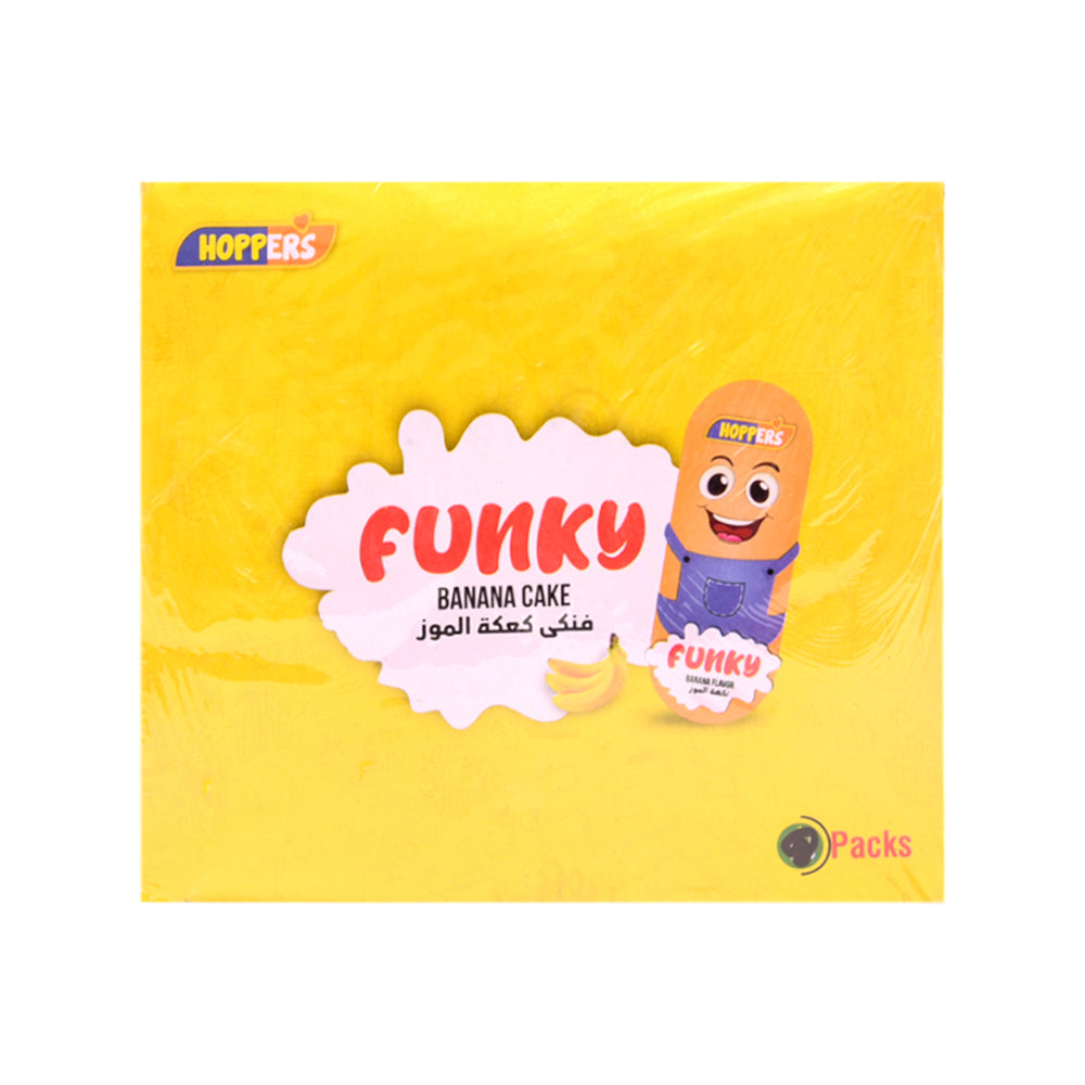 HOPPERS FUNKY CAKE WITH BANANA FILLING 18GM BOX 15PC – Al-Fatah