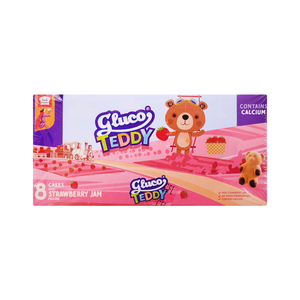 PEEK FREANS GLUCO TEDDY CAKE WITH STRAWBERY FILLING 31 GM 8P – Al-Fatah