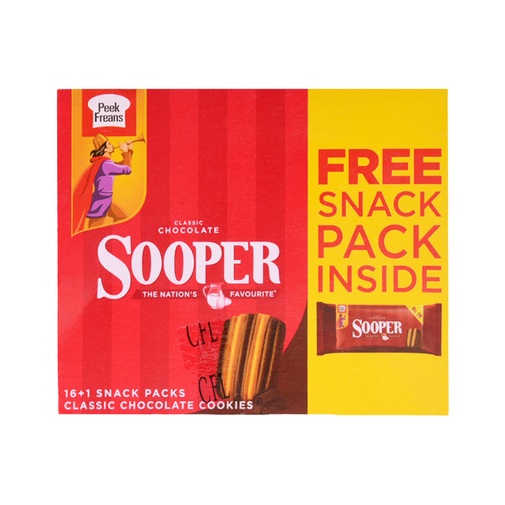 PEEK FREANS SOOPER CHOCOLATE SNACK PACK 31.5 GM BOX 16 PC – Al-Fatah