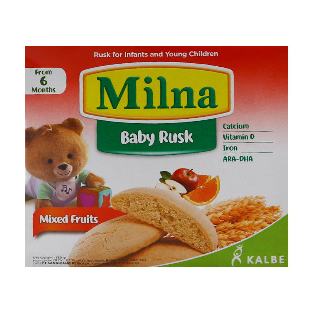 MILNA CEREAL BABY RUSK MIXED FRUITS 6 MONTH 130 GM – Al-Fatah