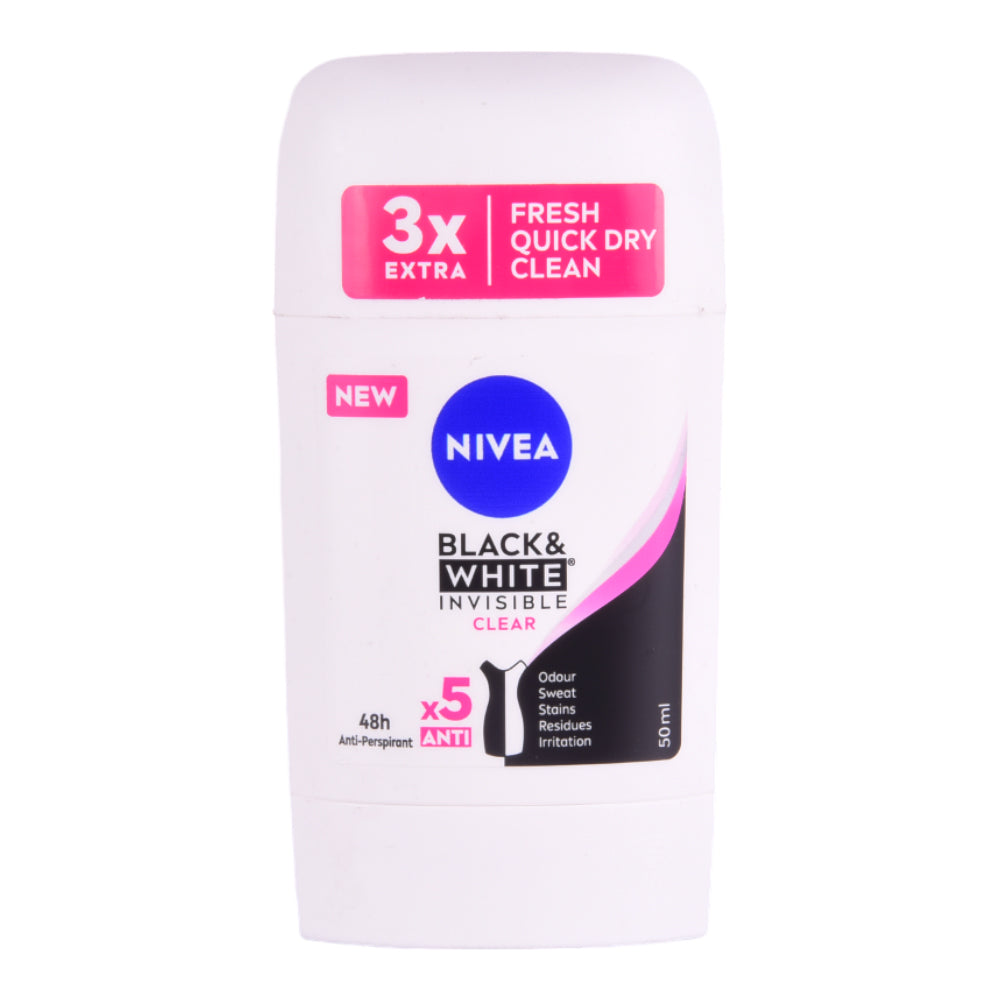 NIVEA DEODORANT ROLL ON STICK B&W INVISIBLE CLEAR 50ML – Al-Fatah