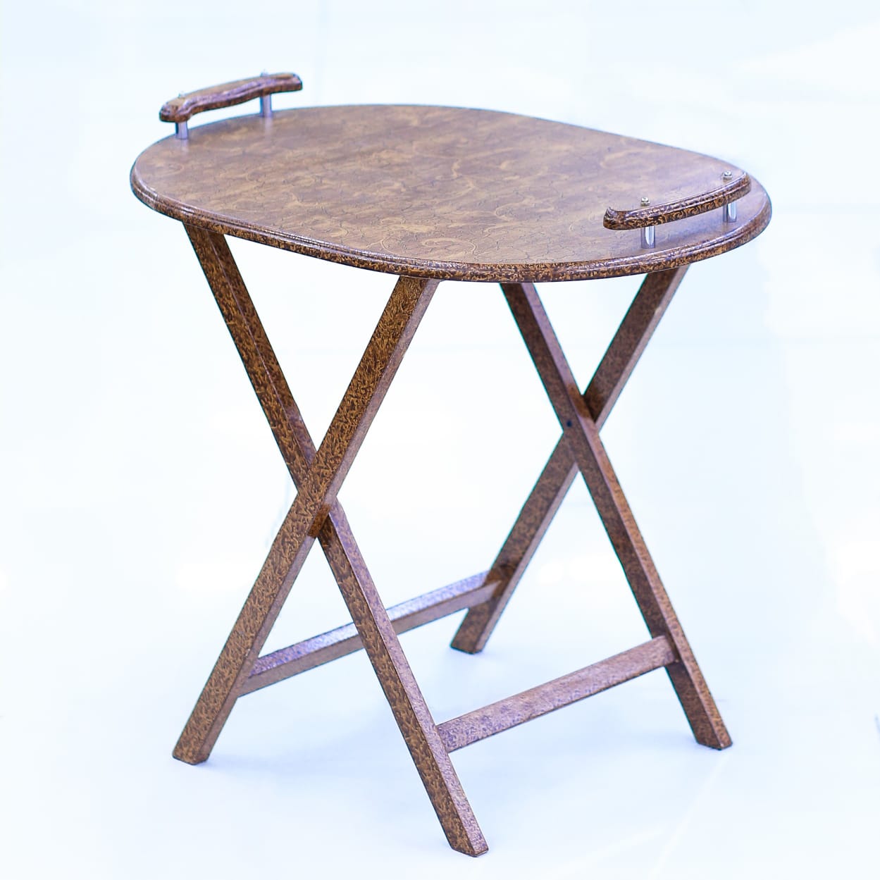 Tea Table Folding Oval Plain Light Brown - Folding Tea Table – Al-Fatah