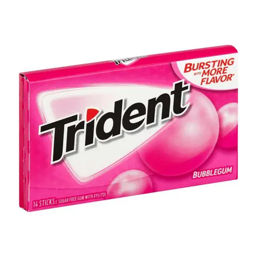 TRIDENT BUBBLE GUM PINK SUGAR FREE 14 STICKS – Al-Fatah