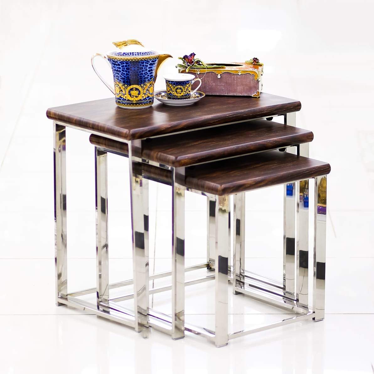 Table Set 3 Pc Stainless Steel Tiger - Tea Table Set Price – Al-Fatah
