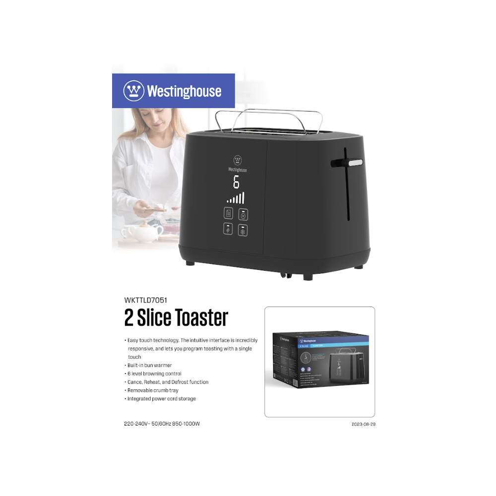 WESTINGHOUSE 2 SLICE TOASTER DIGITAL WKTLD7051 – Al-Fatah